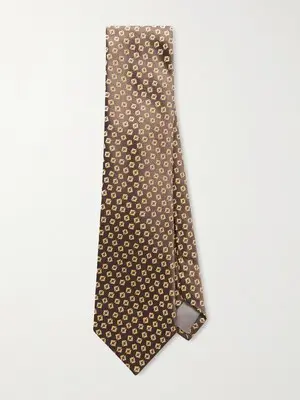 Charvet 8cm Embroidered Silk Neck Tie - Brown