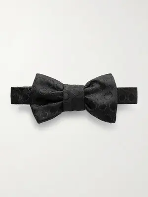 Charvet Embroidered Silk Bow Tie - Black