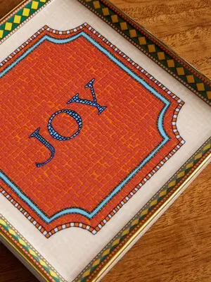 La DoubleJ Joy Painted Porcelain Trinket Tray