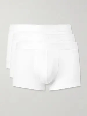 Sunspel Three-pack Stretch-cotton Boxer Briefs - White