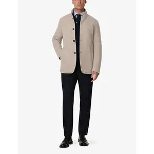 Boggi Milano Wool-blend Pea Coat With Closed Collar