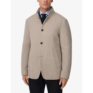 Boggi Milano Wool-blend Pea Coat With Closed Collar