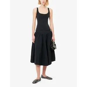 PEACHY DEN Kylie Scoop-neck Stretch-jersey Top - Graphite