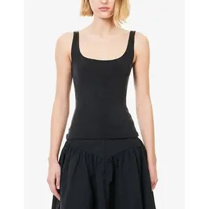 PEACHY DEN Kylie Scoop-neck Stretch-jersey Top - Graphite