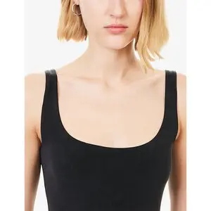 PEACHY DEN Kylie Scoop-neck Stretch-jersey Top - Graphite