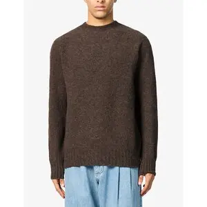 Sunspel Shetland Wool Crewneck Jumper - Bark
