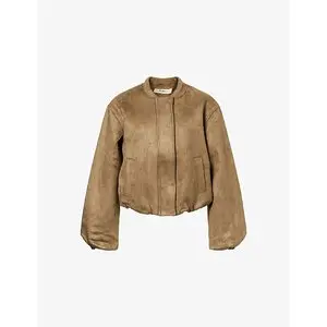 4TH & RECKLESS Cropped Faux-suede Bomber Jacket