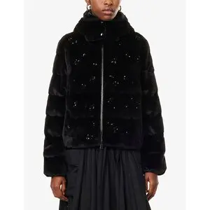 Moncler Andronne Hooded Sequin-embellished Down Jacket - Black