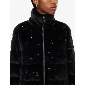 Moncler Andronne Hooded Sequin-embellished Down Jacket - Black