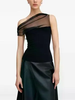 MARCELLA Cabrini Gathered Mesh Top - Black