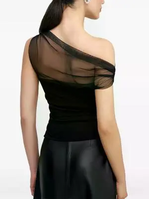 MARCELLA Cabrini Gathered Mesh Top - Black