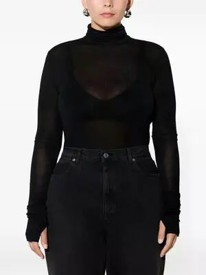 MARCELLA Eloise Sheer Longsleeve Top - Black