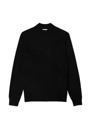 Sandro High Neck Fine Knit Wool Blend Sweater - Black