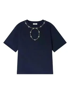 Sandro Rhinestone Openwork T-shirt
