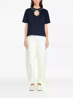 Sandro Rhinestone Openwork T-shirt