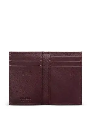 Prada Triangle-logo Leather Card Holder - Red