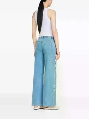 Sandro High-waisted Wide-leg Rhinestone Jeans - Blue