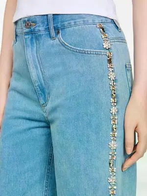 Sandro High-waisted Wide-leg Rhinestone Jeans - Blue