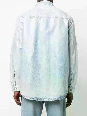 DIESEL® Embroidered-logo Denim Shirt - Blue