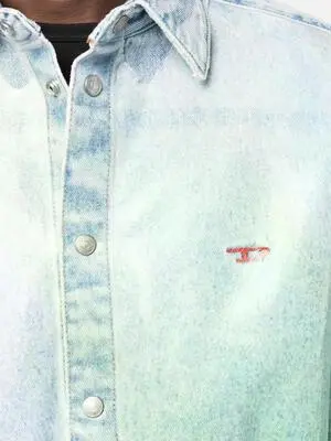 DIESEL® Embroidered-logo Denim Shirt - Blue