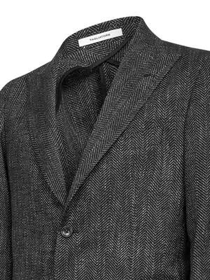 Tagliatore Peak Lapel Chevron Jacquard Jacket - Brown