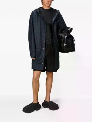 Rains Button-fastening Hooded Coat - Blue