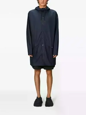 Rains Button-fastening Hooded Coat - Blue