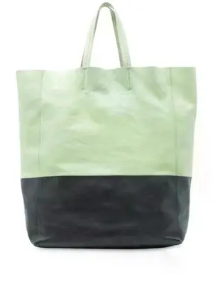 Celine 2013 Bicolor Leather Vertical Cabas Tote Bag - Green