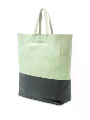 Celine 2013 Bicolor Leather Vertical Cabas Tote Bag - Green