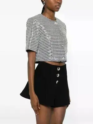 Sandro Houndstooth Sequin Embellished Cropped Top - Black