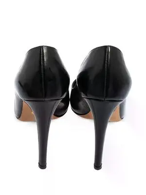 SERGIO ROSSI Leather Round Toe High Heel Pumps