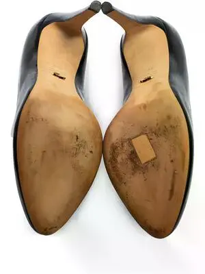 SERGIO ROSSI Leather Round Toe High Heel Pumps