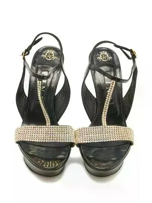GINA Crystal-embellished T-bar Sandals