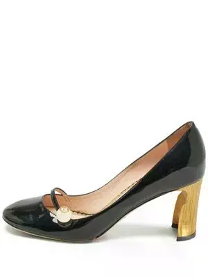 Gucci Patent Leather Pearl Embellished Mary Jane Pumps