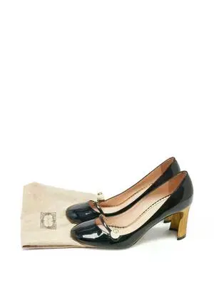 Gucci Patent Leather Pearl Embellished Mary Jane Pumps