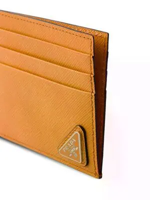 Prada Triangle-logo Leather Card Holder - Orange