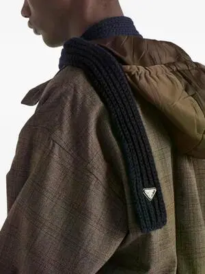 Prada Triangle-logo Wool Scarf - Blue