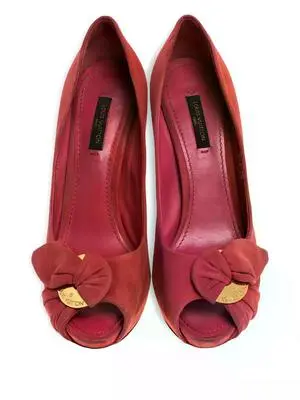 LOUIS VUITTON 110mm Ruched Bow Peep Toe Pumps
