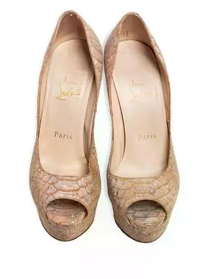 CHRISTIAN LOUBOUTIN Snakeskin Peep Toe Pumps