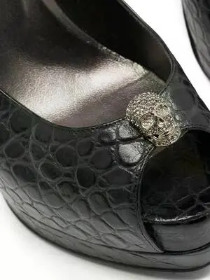Philipp Plein Crocodile-embossed Skull Pumps