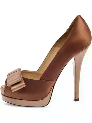 Fendi 145mm Satin Bow Peep-toe Pumps