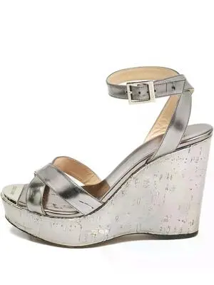 JIMMY CHOO Crisscross Strappy Sandals - Grey