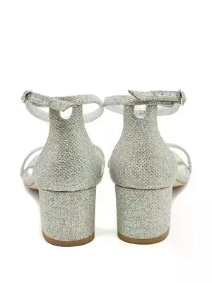 STUART WEITZMAN Nearly Nude Glitter Ankle-strap Sandals - Silver