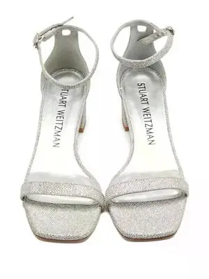 STUART WEITZMAN Nearly Nude Glitter Ankle-strap Sandals - Silver