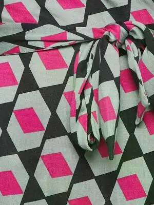 Diane Von Furstenberg Julian Geometric Print Silk Wrap Dress - Grey