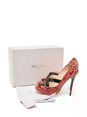 JIMMY CHOO Peep-toe Leopard Print Stiletto Heel Pumps