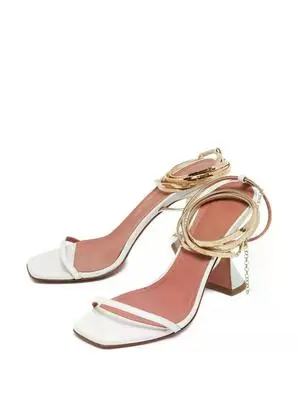 Amina Muaddi Metal Wrap Leather Sandals