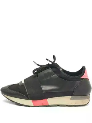 Balenciaga Leather Lace-up Sneakers - Black