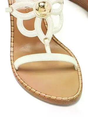 LOUIS VUITTON Off-white Leather Cut-out Wedge Sandals