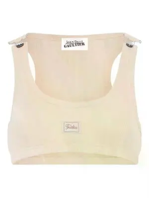 JEAN PAUL GAULTIER Ribbed Buckled Top - Neutrals